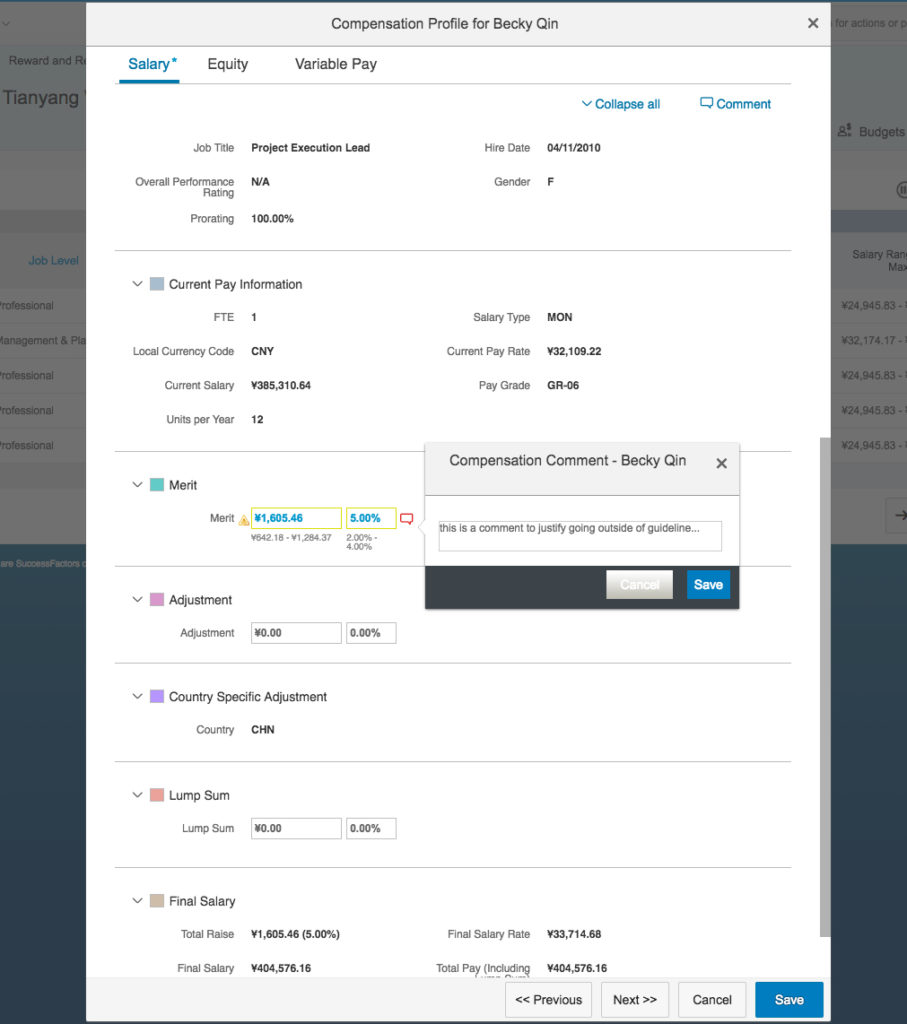 SuccessFactors Compensation and Variable Pay - Compensation Profile ...